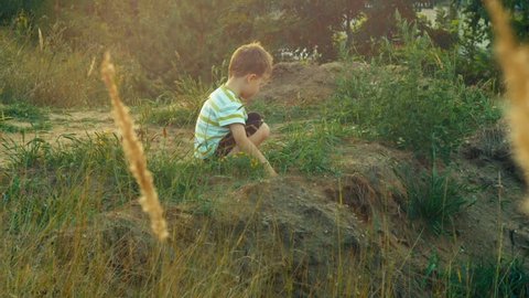 Child Playing Near Forest Stock Footage Video (100% Royalty-free ...