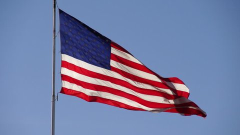 aerial massive american flag slowly flapping Stock Footage Video (100% ...