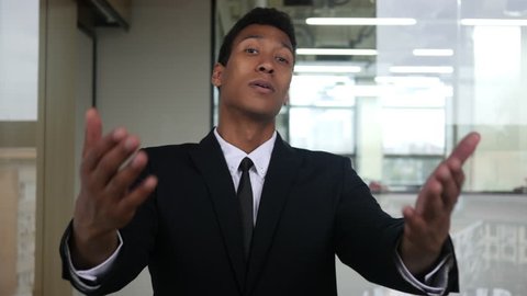 Yawning Tired Black Businessman Suit Indoor Stock Footage Video (100% ...