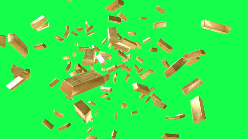 gold bars falling realistic animation green Stock Footage Video (100% ...