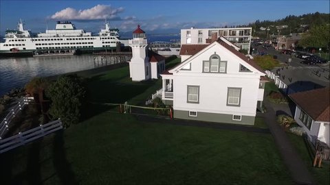 Aerial View Elliot Point Lighthouse Park Stock Footage Video (100% ...