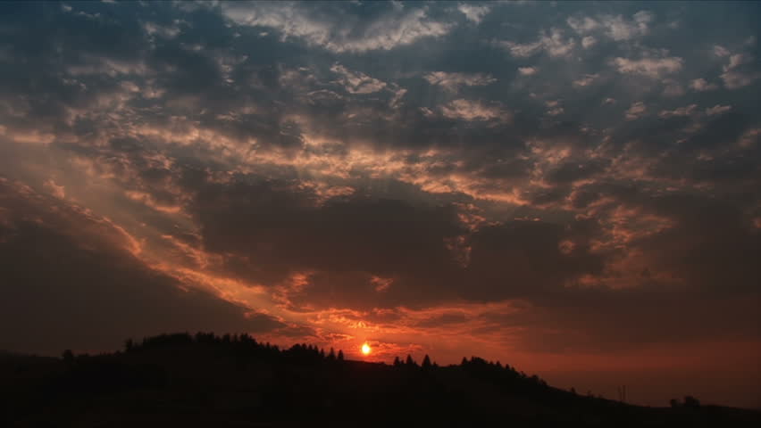 twilight over hills carpathian mountains Stock Footage Video (100% ...