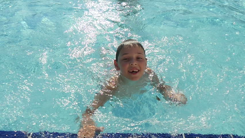 little boy swimming pool rad sleeves Stock Footage Video (100% Royalty ...