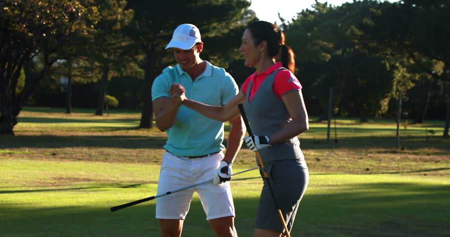 Excited Golf Players Giving High 스톡 동영상 비디오(100% 로열티 프리) 19489714 ...