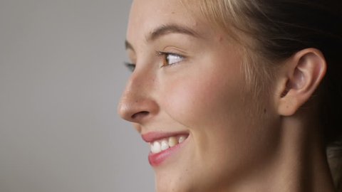 Close Woman Turning Her Face Side Stock Footage Video (100% Royalty ...