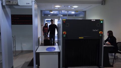 Security check point with metal detector Stock Video Footage - 4K and ...