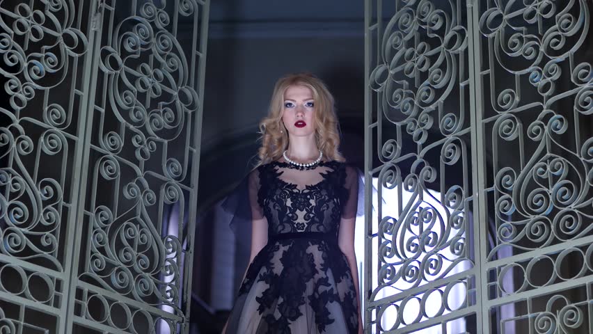 Model Long Elegant Evening Dress Opens Stock Footage Video (100% ...