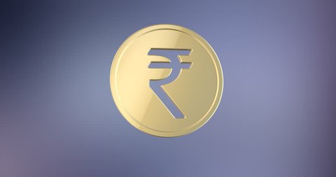 Indian Rupee Symbol Embedded Gold Coin Stock Footage Video (100% ...