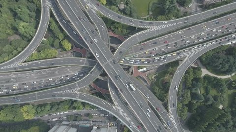 Massive Intersection Seen Above On Sunny Stock Footage Video (100% ...