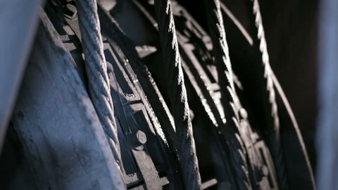 Four Heavy Elevator Hoist Ropes On Stock Footage Video (100% Royalty ...