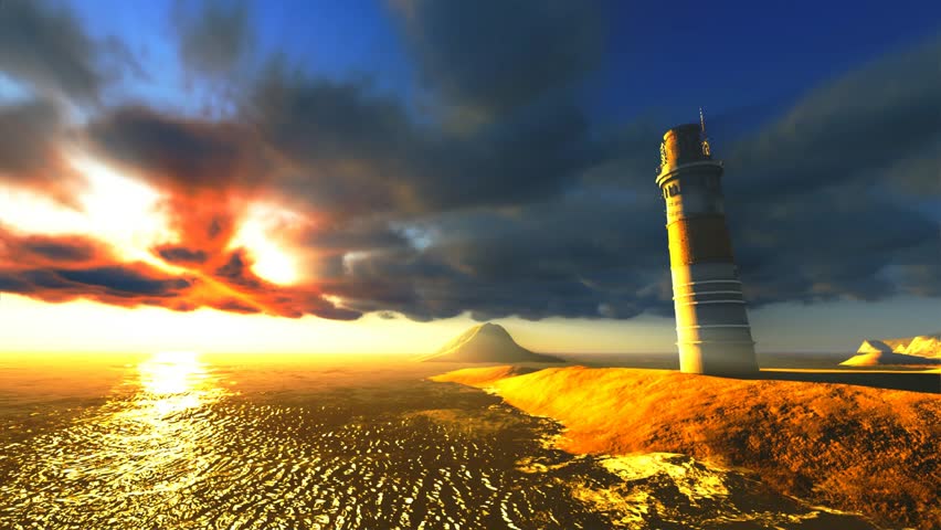 beautiful lighthouse by ocean sunset Stock Footage Video (100% Royalty ...