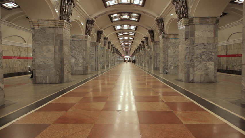 view metro train arrive kirovsky zavod Stock Footage Video (100% ...