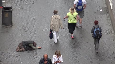 Rome August 25 2016 4k Beggar Stock Footage Video (100% Royalty-free ...