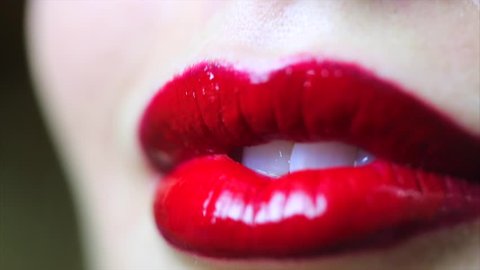 Extreme Close Lips Blowing Kiss Smiling Stock Footage Video (100% ...