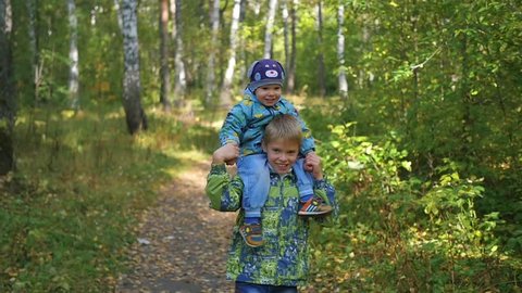 Children Run Along Path Park Autumn Stock Footage Video (100% Royalty ...