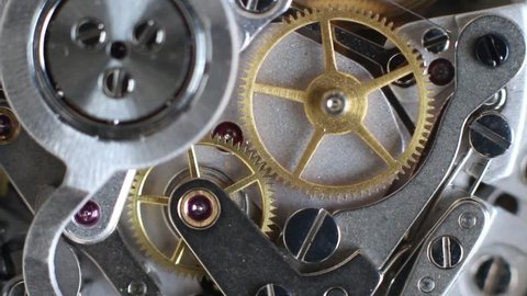 Top View Clock Mechanism Working Watch Stock Footage Video (100% ...