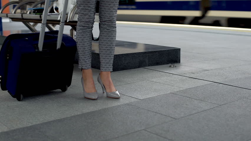 view businesswoman's legs walking on train Stock Footage Video (100% ...