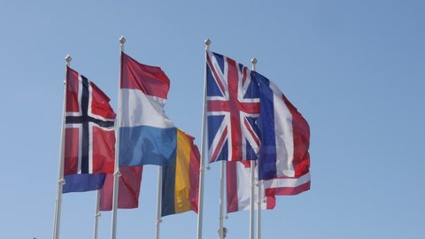 Different Flags Waving On Flag Pole: video de stock (totalmente libre ...
