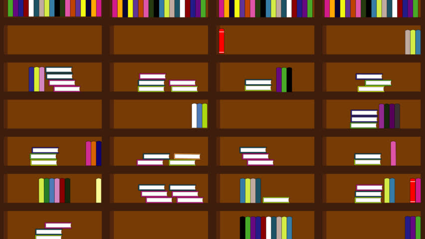 Bookshelf Full of Books Animation Stock Footage Video (100% Royalty ...