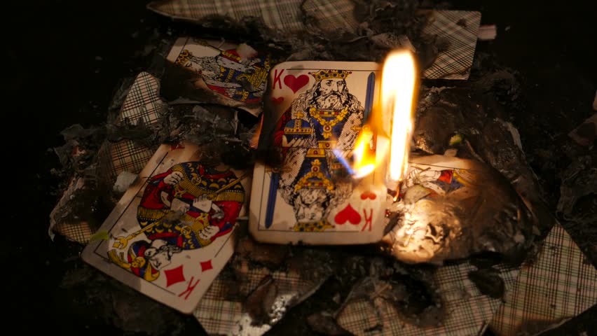 playing cards burn on black background Stock Footage Video (100% ...