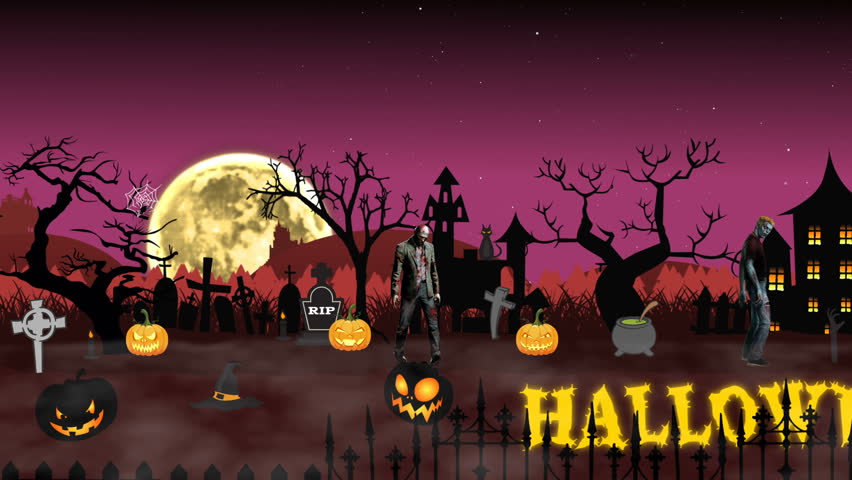 Cartoon Animation Halloween Scene with Stock Footage Video (100% ...
