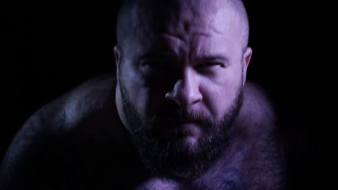 Violent Face Bald Amd Bearded Muscular Stock Footage Video (100% ...
