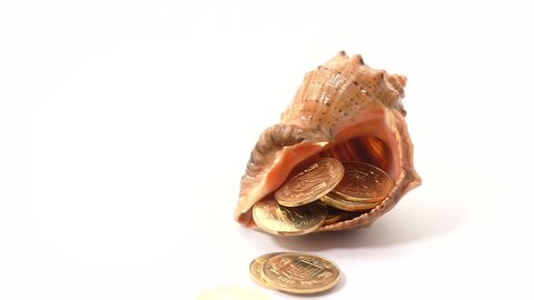 Seashell Filled Coins Coins Shell Black Stock Footage Video (100% ...