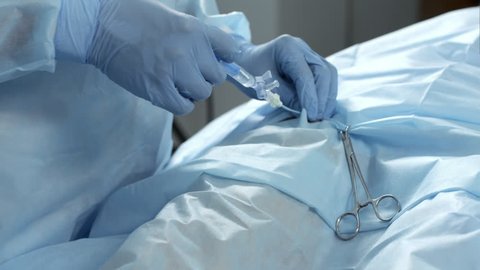 Embolization Syringe Transfusion Liquid Embolic Material Stock Footage ...