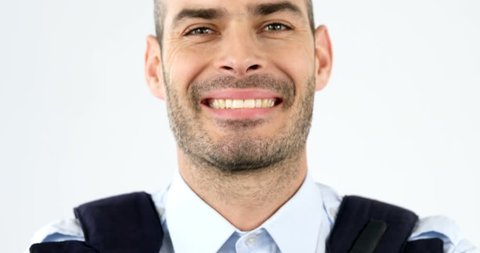 Portrait Security Guard Wearing Bulletproof Vest Stock Footage Video ...