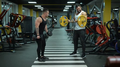 Two Men Gym Doing Exercises Stock Footage Video (100% Royalty-free ...