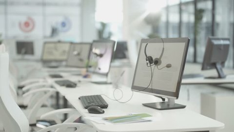 4k Row Workstations Telesales Customer Service Stock Footage Video (100 ...