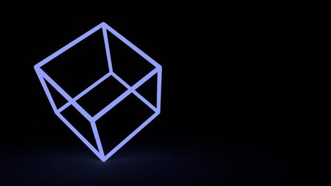 3d Animation Blue Cube Edges Rotating Stock Footage Video (100% Royalty ...