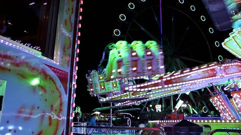 Fun Fair Attraction Ride Turning Colorful Stock Footage Video (100% ...