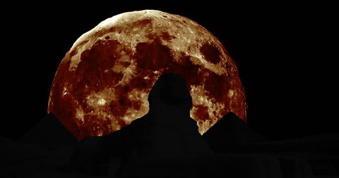 Silhouettes Sphinx Pyramids Giant Moon Silhouettes Stock Footage Video ...