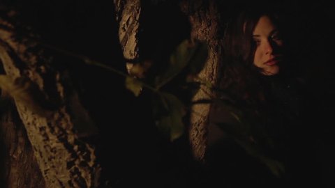 Brunette Sad Lonely Girl Crying Forest Stock Footage Video (100% ...