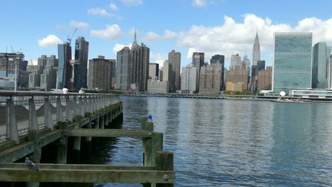 New York City Docks Manhattan Skyline Stock Footage Video (100% Royalty ...