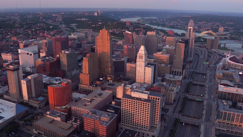 Aerial View of Cincinnati, Ohio Stock Footage Video (100% Royalty-free ...