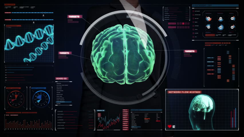 futuristic brain scan holographic medical application Stock Footage ...