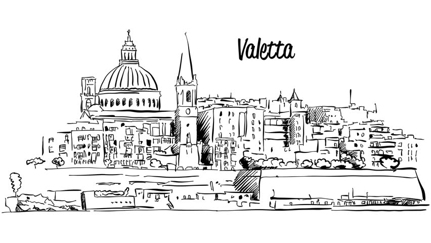 Malta Vatella Animated Outline Sketch Stock Footage Video (100% Royalty ...