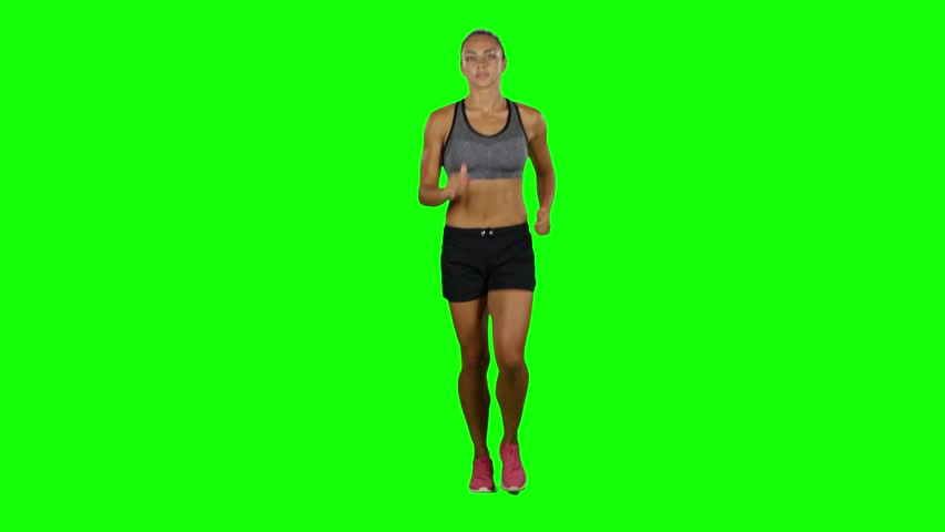 running sport girl front view green Stock Footage Video (100% Royalty ...