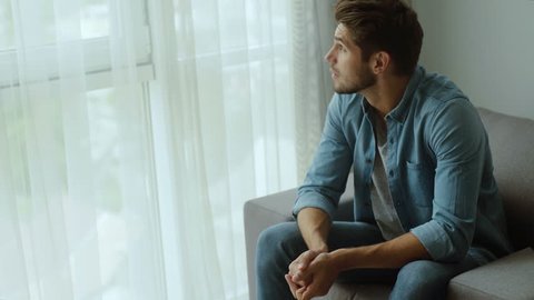 side view happy young handsome guy Stock Footage Video (100% Royalty ...