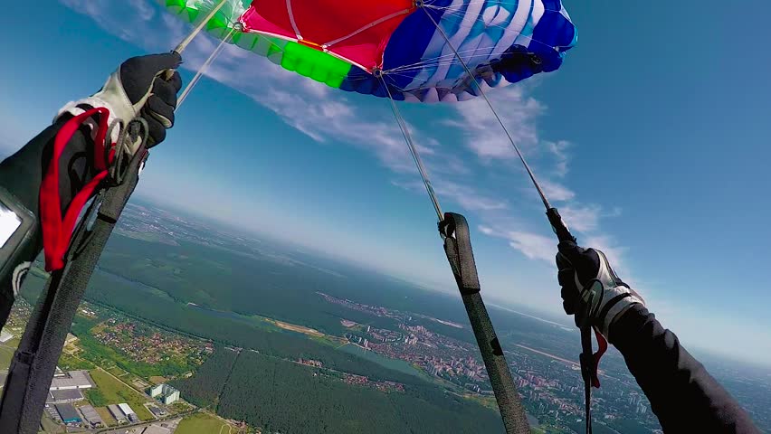 skydiver opening parachute pov Stock Footage Video (100% Royalty-free ...