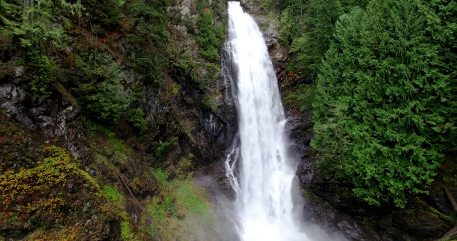 Tall Raging Waterfall Pacific Northwest Stock Footage Video (100% ...