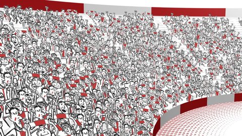 Stadium Crowd 3d Animation Hand Drawn Stock Footage Video (100% Royalty ...