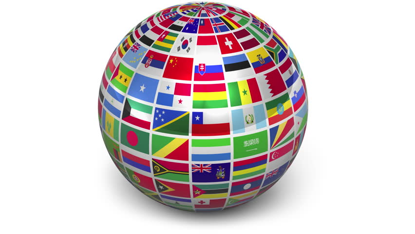rotating sphere world flags isolated on Stock Footage Video (100% ...