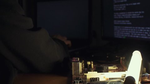 Hacker Hood Cracking Code Using Computers Stock Footage Video (100% ...