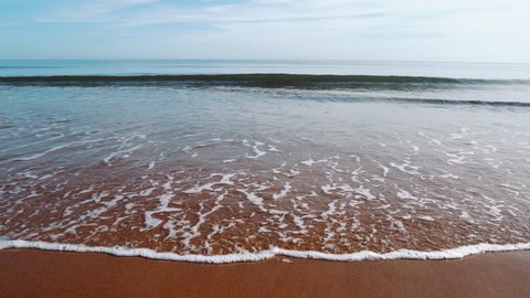 Gentle Waves Roll Golden Sands Beach Stock Footage Video (100% Royalty ...