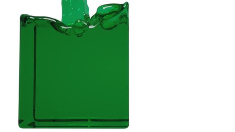 Green Paint Flow Fills Container Slowly Stock Footage Video (100% ...