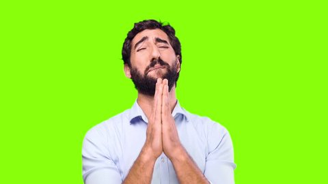 Young Crazy Man Praying On Chroma Stock Footage Video (100% Royalty ...