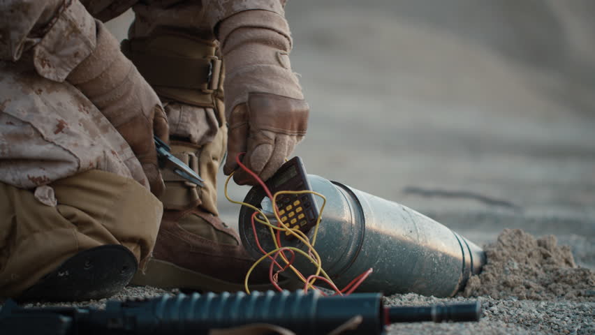 Close-up of Soldier Defusing a Stock Footage Video (100% Royalty-free ...